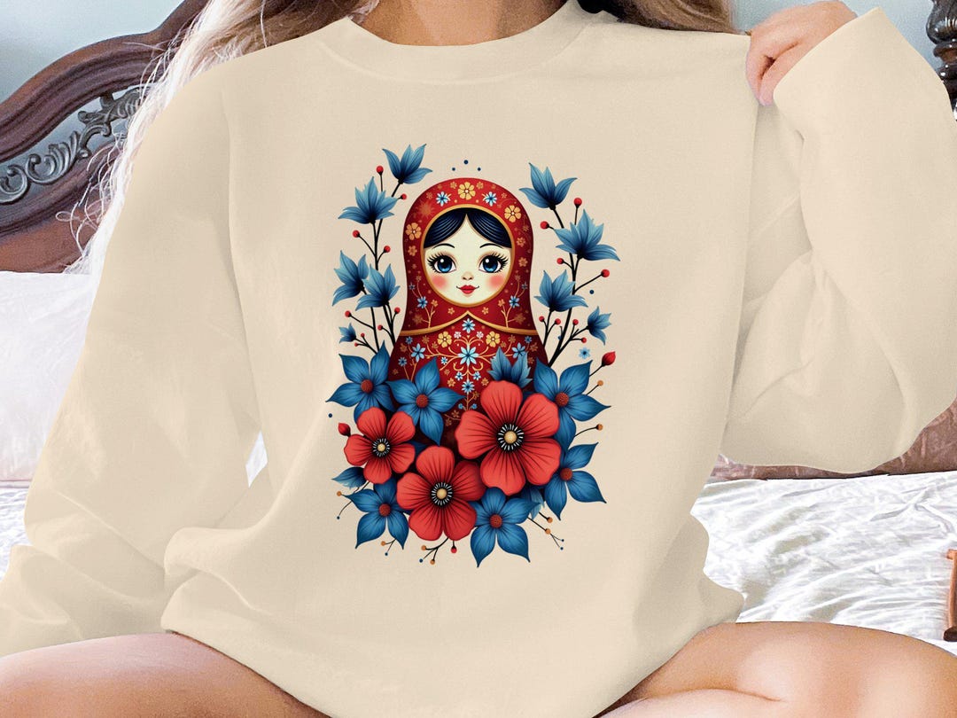 Russian Nesting Doll Floral Graphic, Matryoshka With Flowers Art, Cute ...