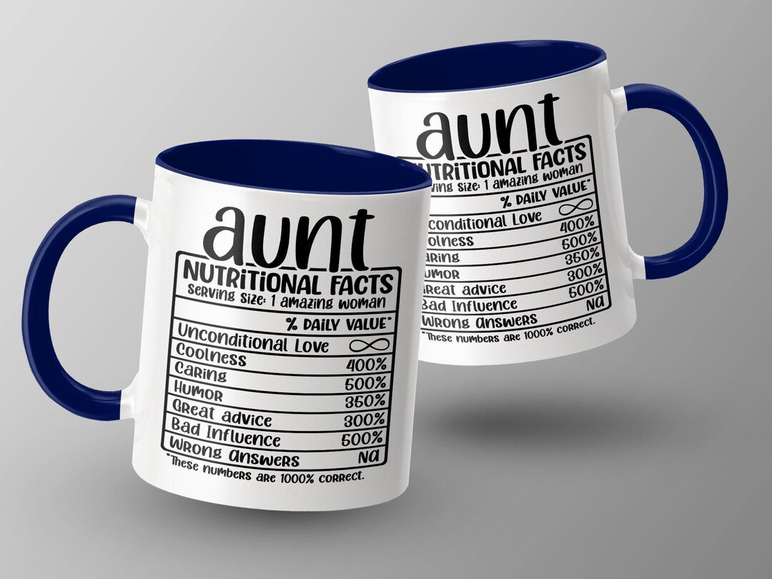 Aunt Nutritional Facts Mug, Funny Aunt Gift, Aunt Birthday Present ...