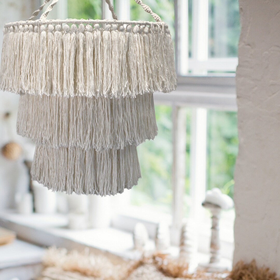 Macrame Chandelier Black and White Macrame Chandelier Macrame Lamp Boho Home Decor - Etsy