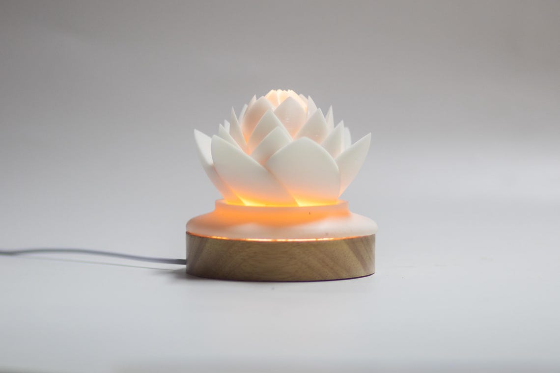 3D Printed Lotus LED Night Light: Personalized Flower Table Lamp - Etsy