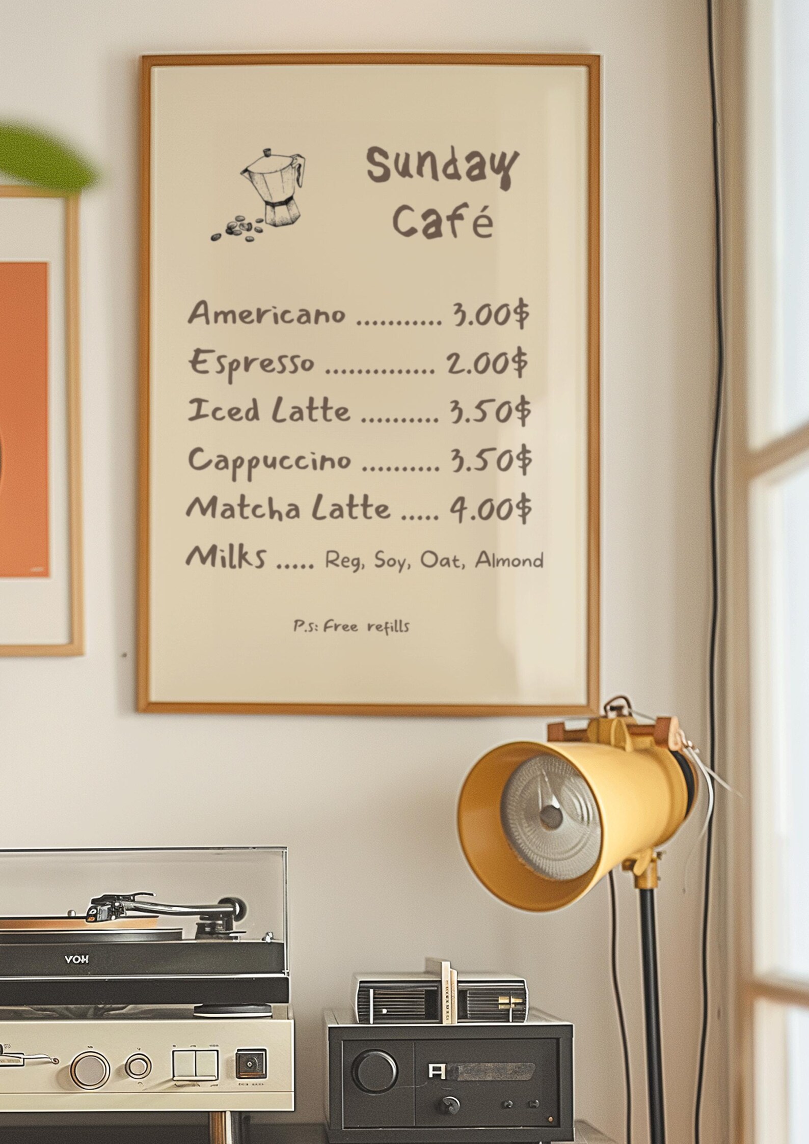 Sunday Cafe Menu Poster: Retro Coffee Bar Art (digital Download) - Etsy