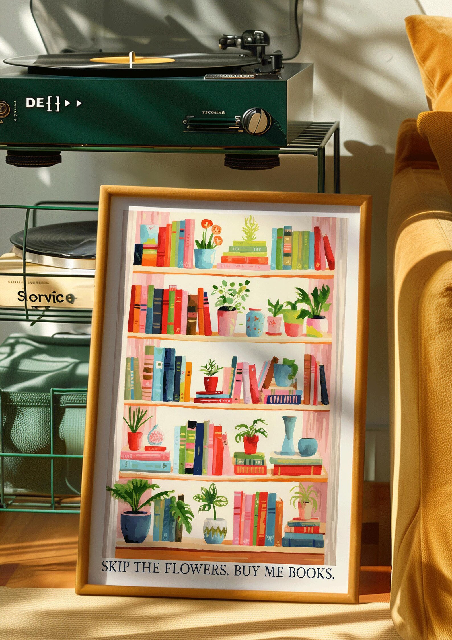 Colorful Bookshelf Art Print: Eclectic Living Room Decor - Etsy