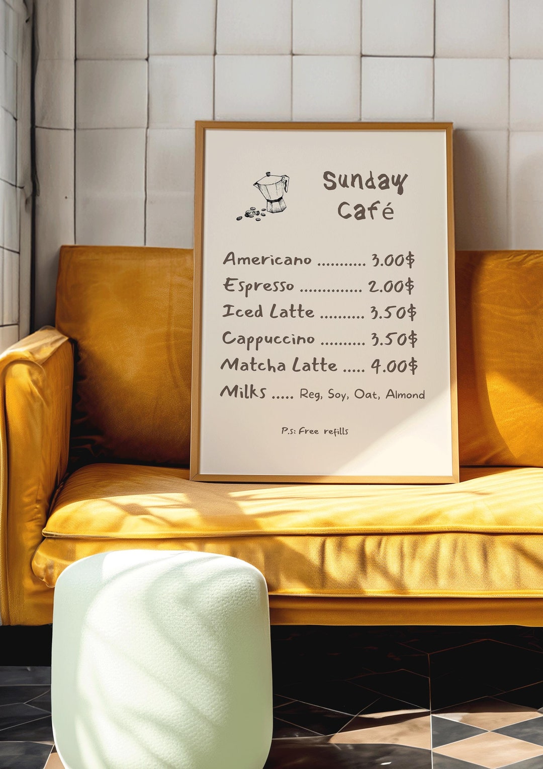 Sunday Cafe Menu Poster: Retro Coffee Bar Art (digital Download) - Etsy