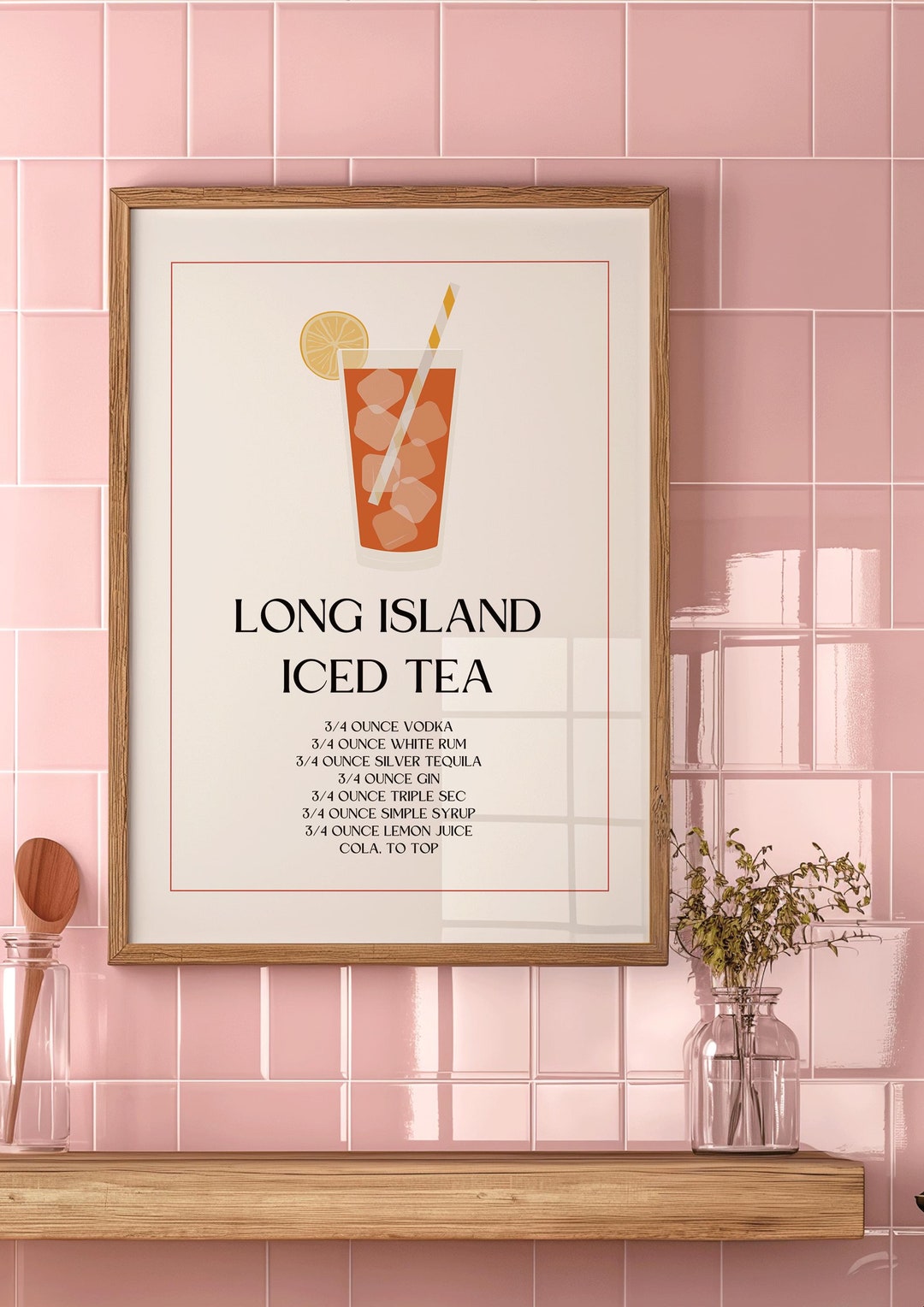 Long Island Iced Tea Poster, Vibrant Retro Cocktail Wall Art, Chic ...