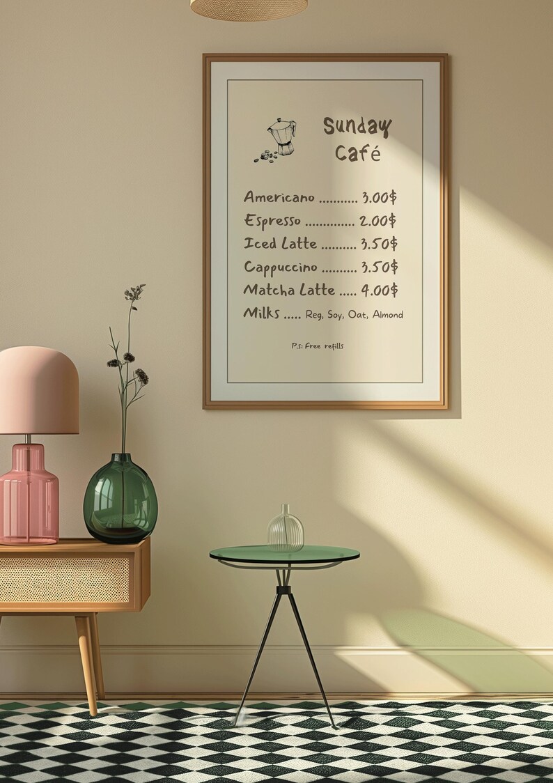 Sunday Cafe Menu Poster: Retro Coffee Bar Art (digital Download) - Etsy