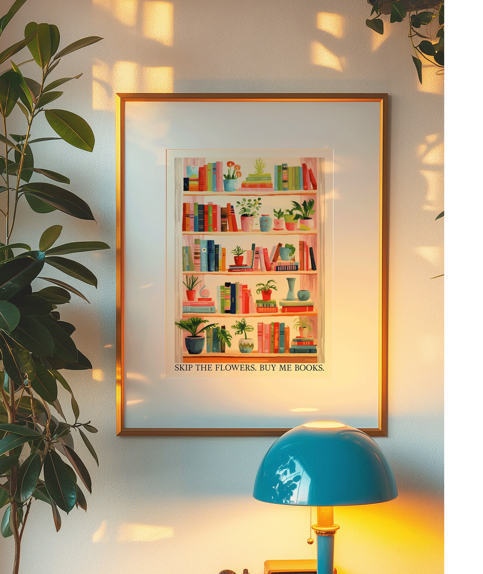 Colorful Bookshelf Art Print: Eclectic Living Room Decor - Etsy
