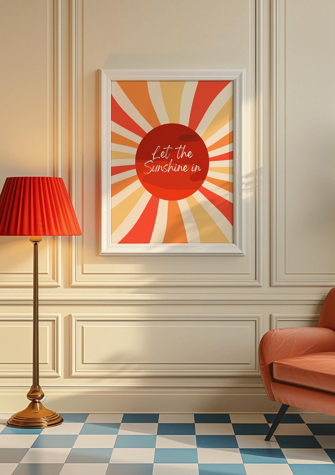 Let the Sunshine in Poster, 70s Wall Art, Retro Poster, Vintage Poster ...