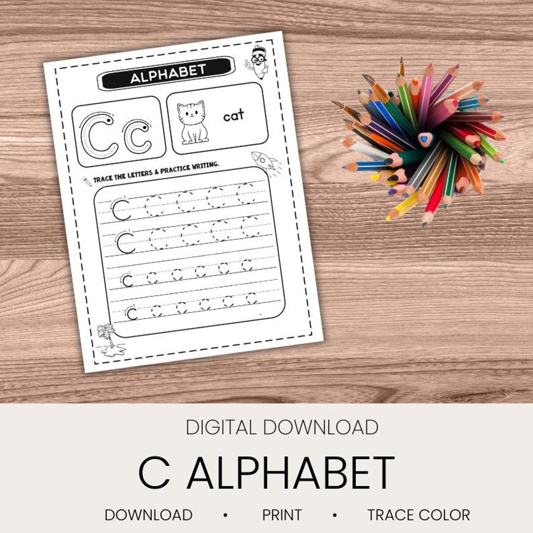 C Alphabet Tracing Page / Handwriting Chart / Letter Tracing Worksheet ...