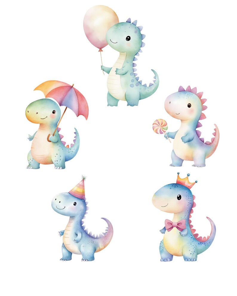 Cute Dinosaur Clip Art Digital File Dinosaur Png Watercolor Dinosaur ...