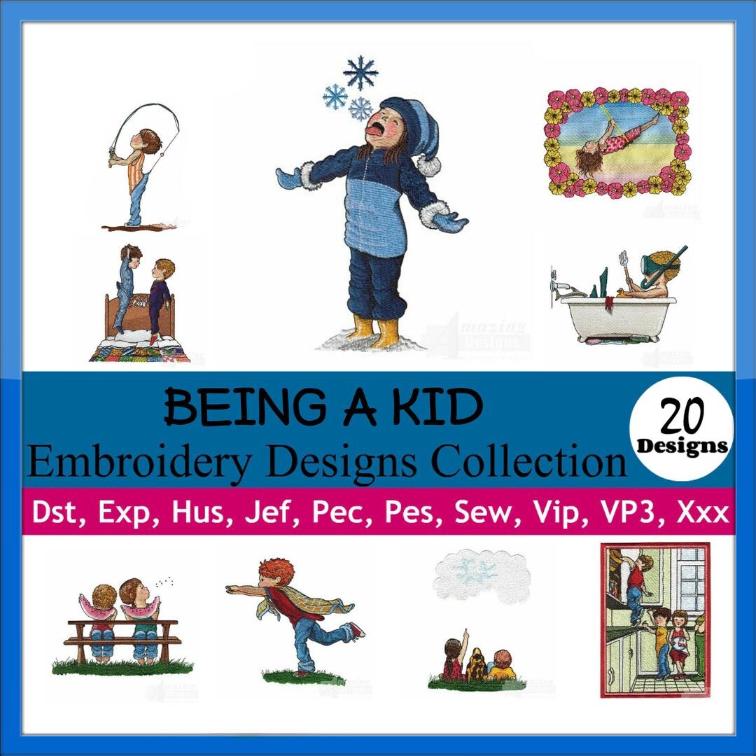 Being a Kid is Fun Children Machine Embroidery Design Patterns ...