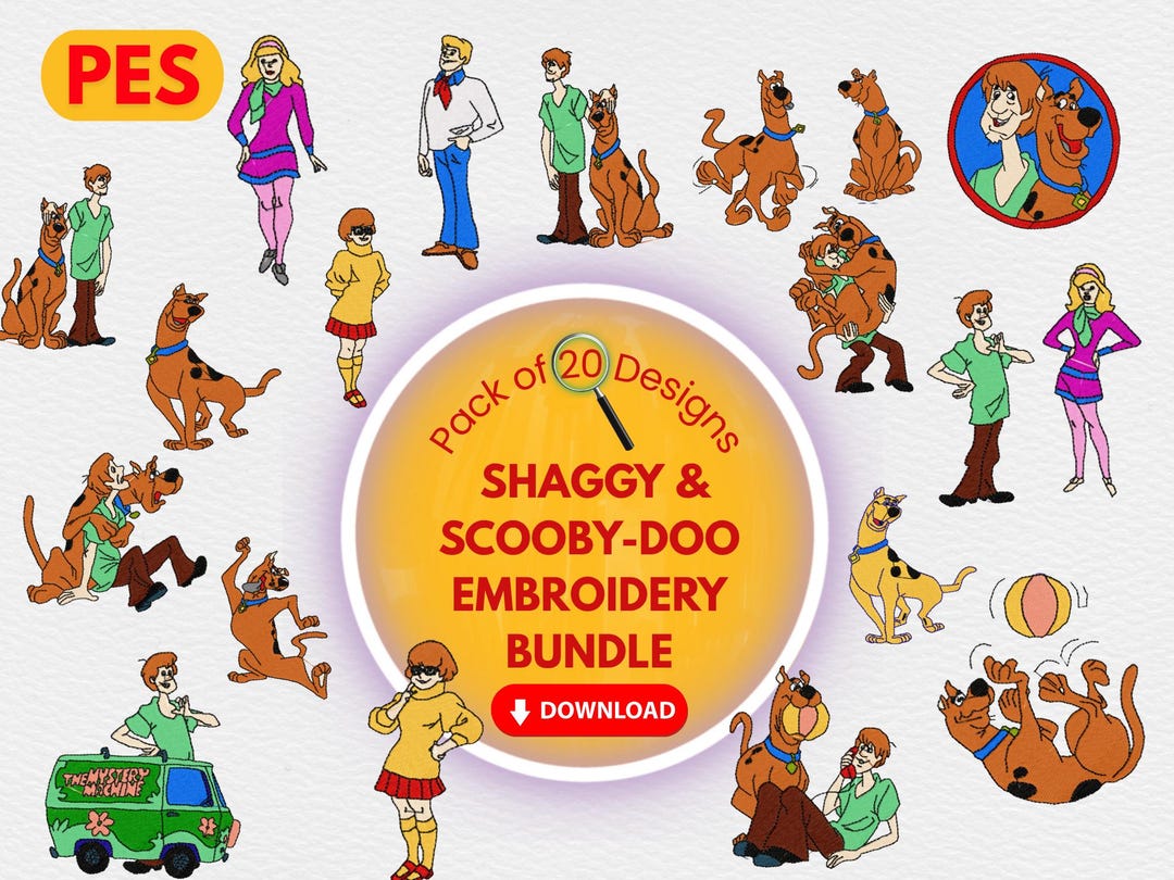 Scooby-doo & Shaggy Embroidery Bundle – 20 PES Files | Instant Download ...