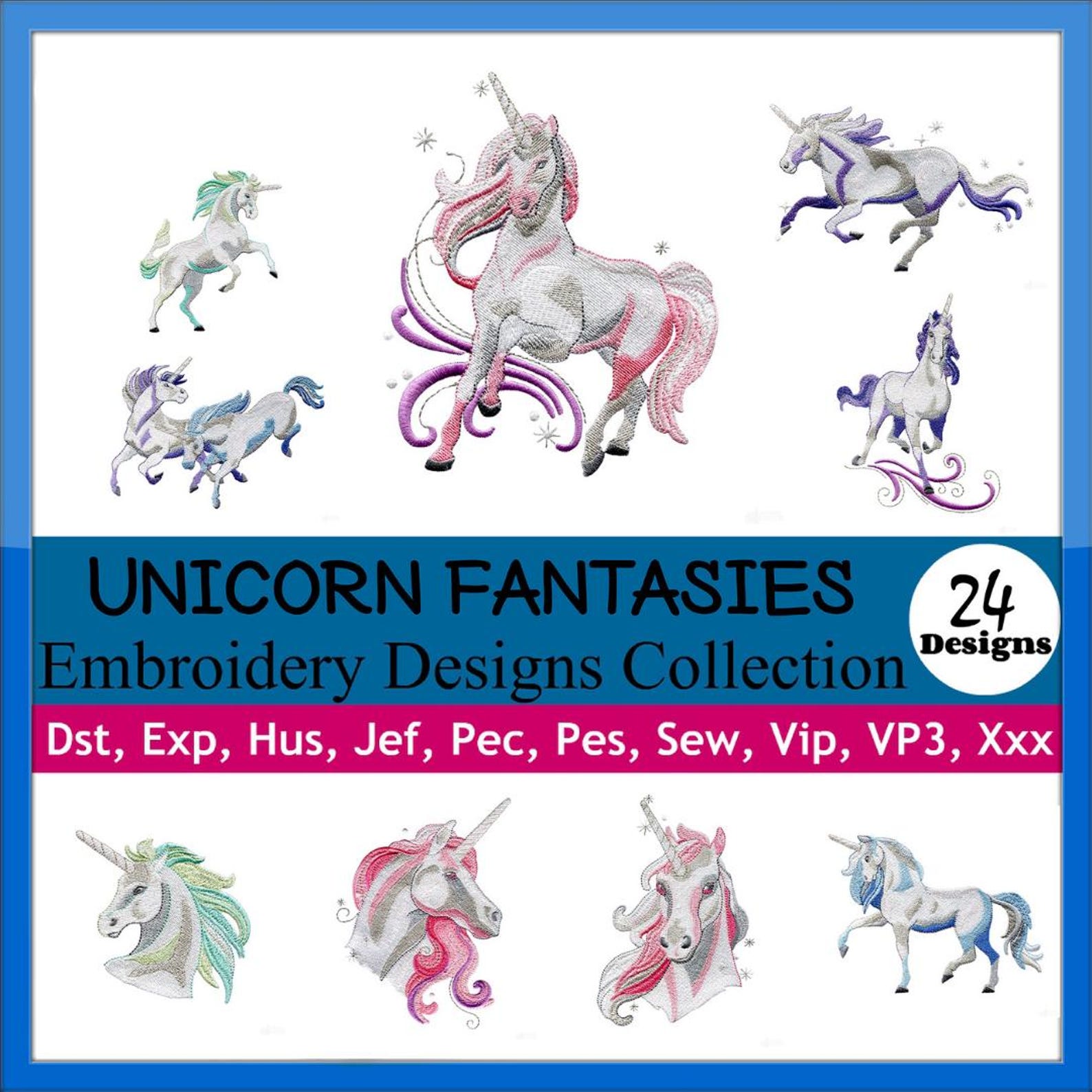 Unicorn Fantasy Embroidery Designs - Instant Download for 4x4 and 5x7 ...