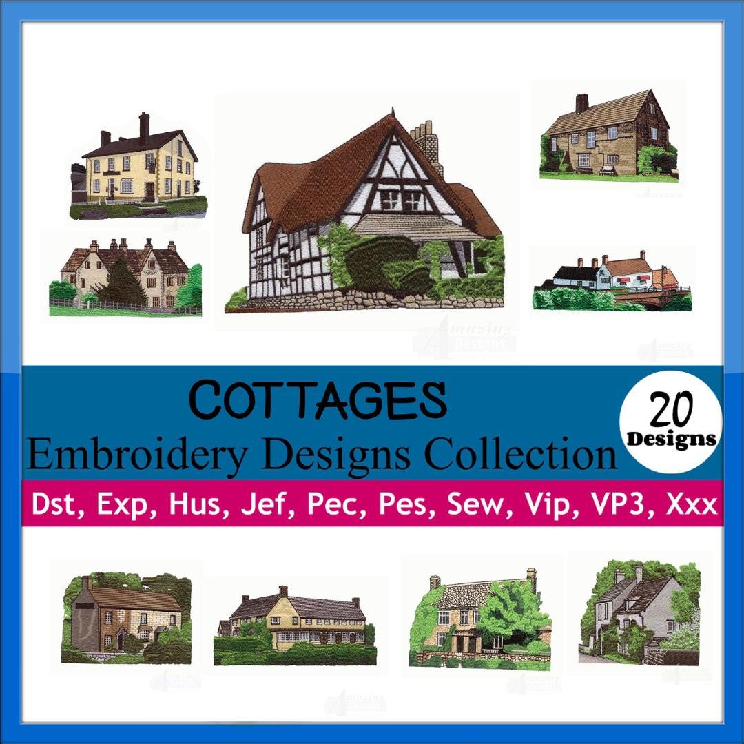 Jumbo Cottages Machine Embroidery Design Set - 20 Digital Patterns for ...