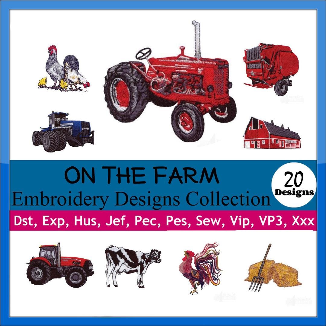 On the Farm Embroidery Designs - Instant Download for 4x4 and 5x7 Hoops ...
