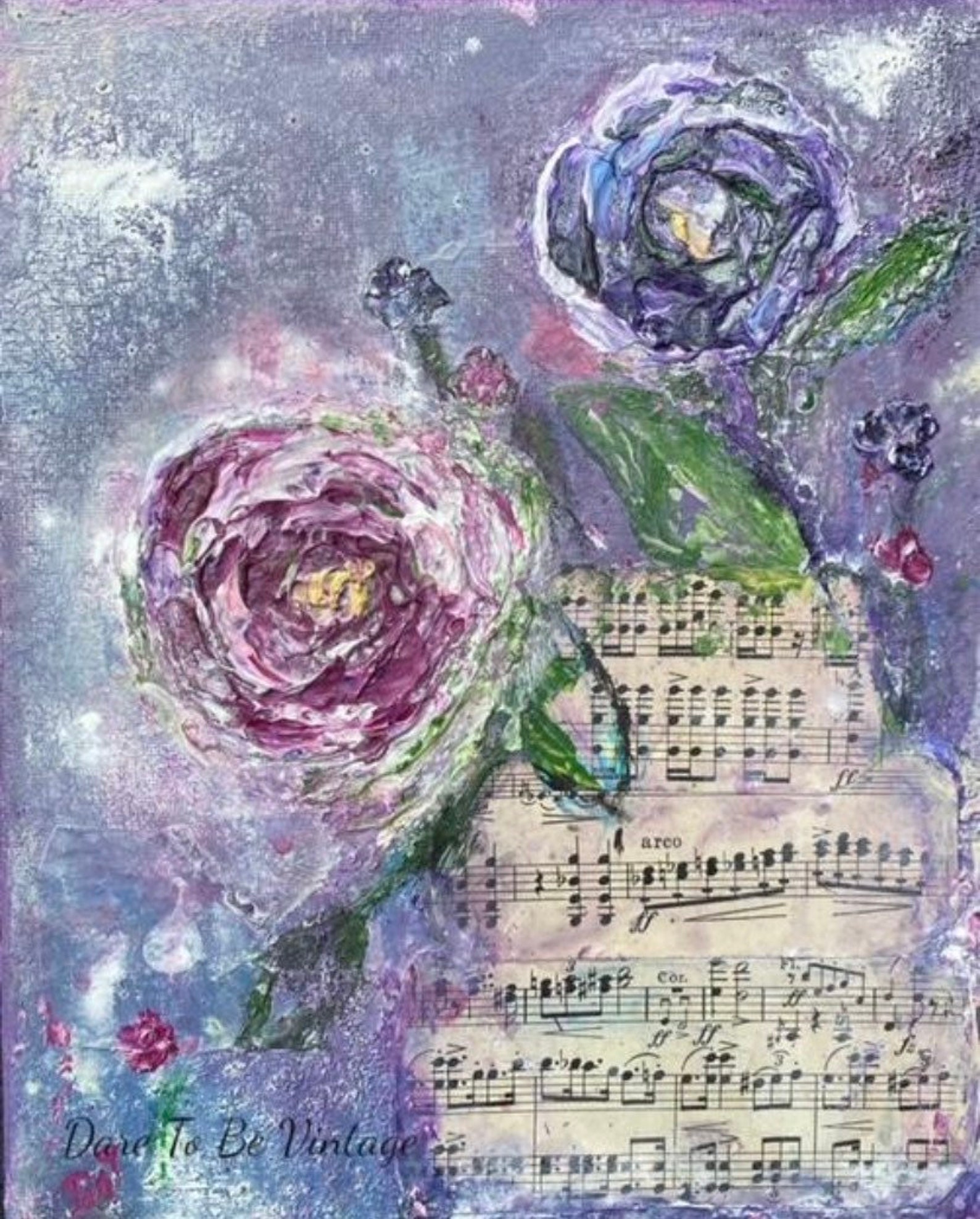 Romantic Flowers Roses Music Notes Canvas Print Flowers in A - Etsy