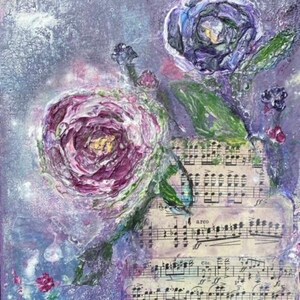 Romantic Flowers Roses Music Notes Canvas Print ~ Flowers in A Vase ...