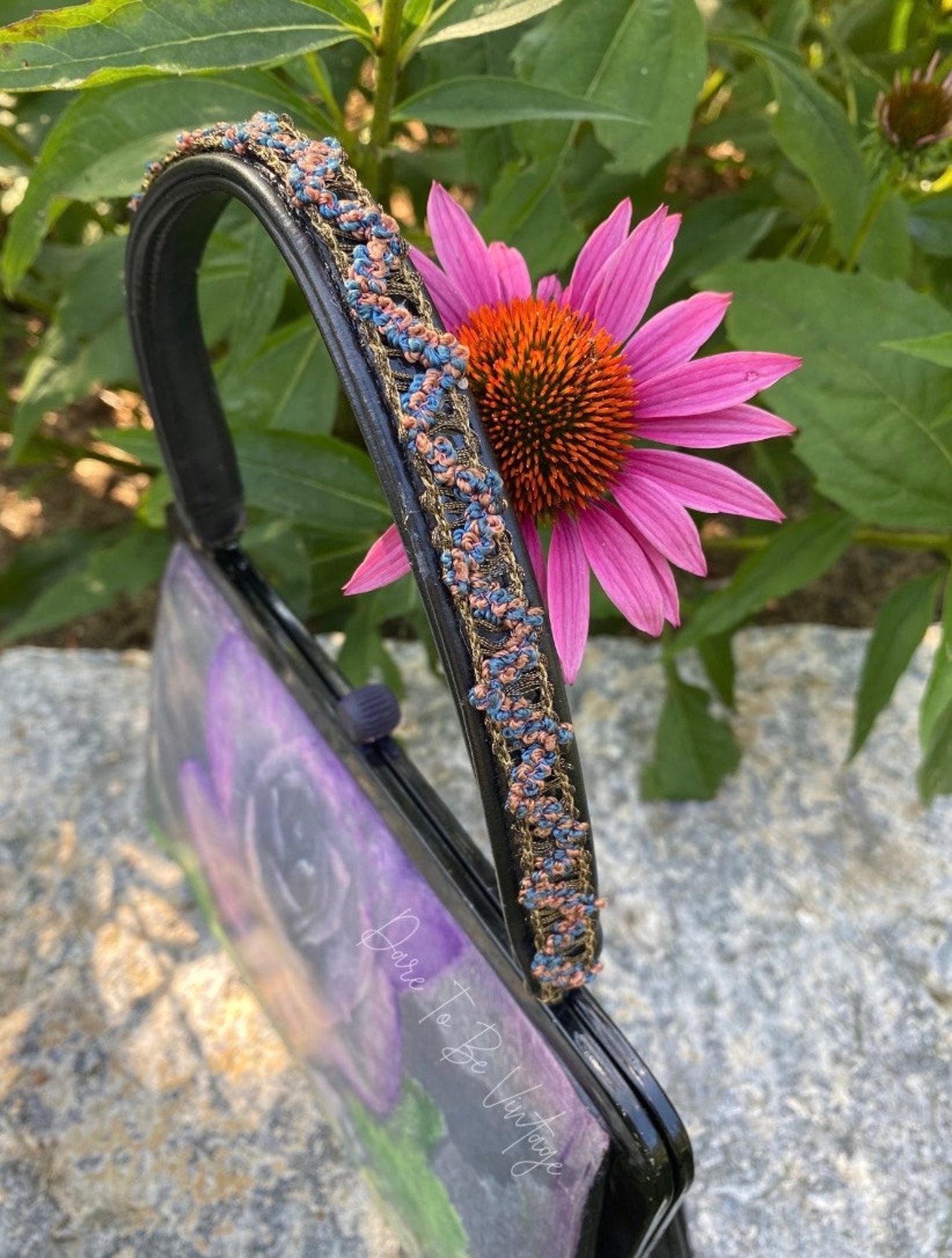 SOLD Hand Painted Purse, Purple Flowers, Purple Roses on Leather Bag ...