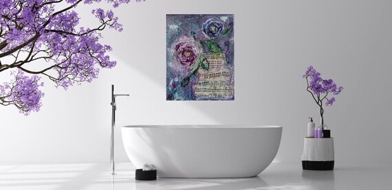 Romantic Flowers Roses Music Notes Canvas Print Flowers in A - Etsy