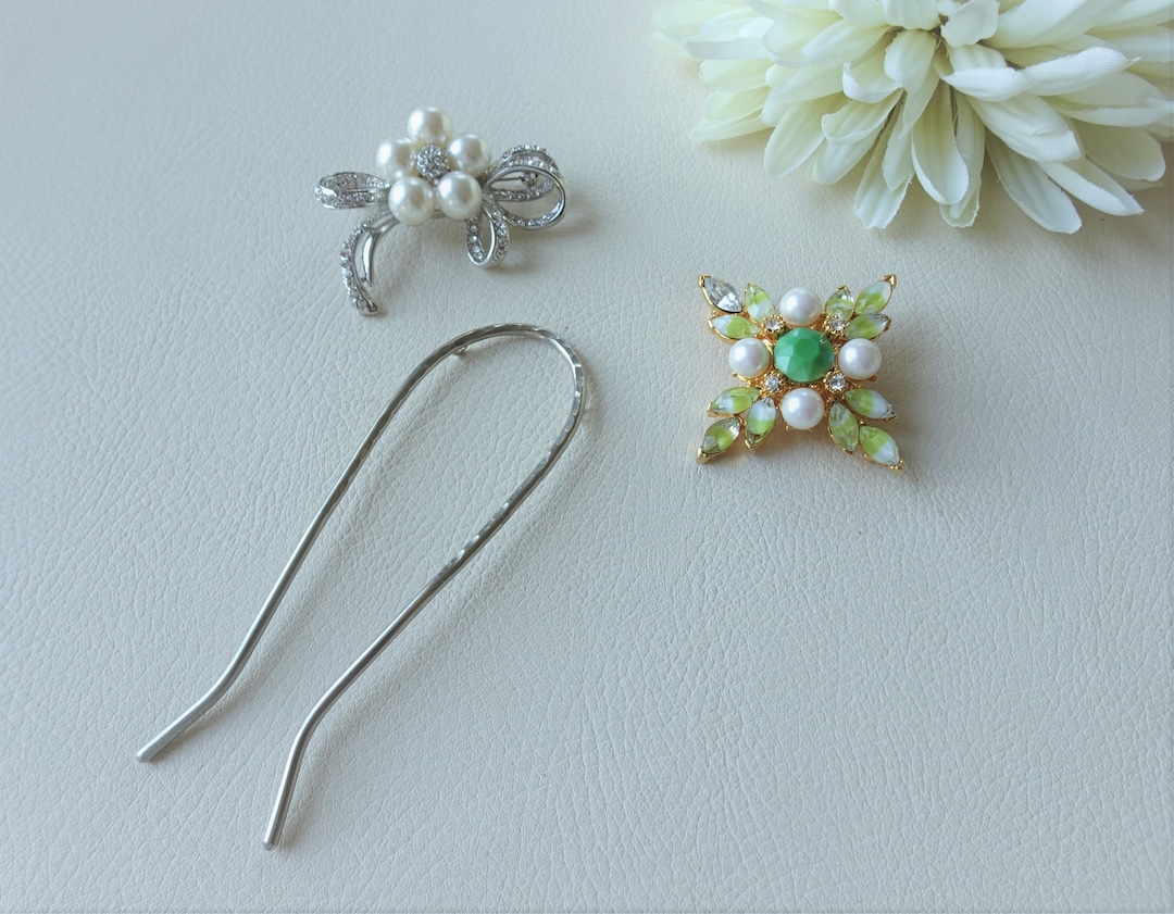 Hammered Silver Hair Fork, Brooch Converter - Etsy