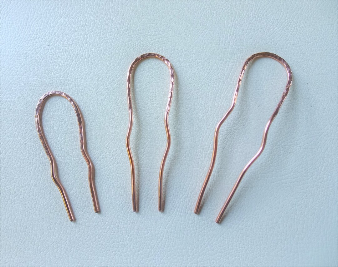 Copper Zigzag Hair Pin, Handforged Bun Holder, Various Sizes - Etsy