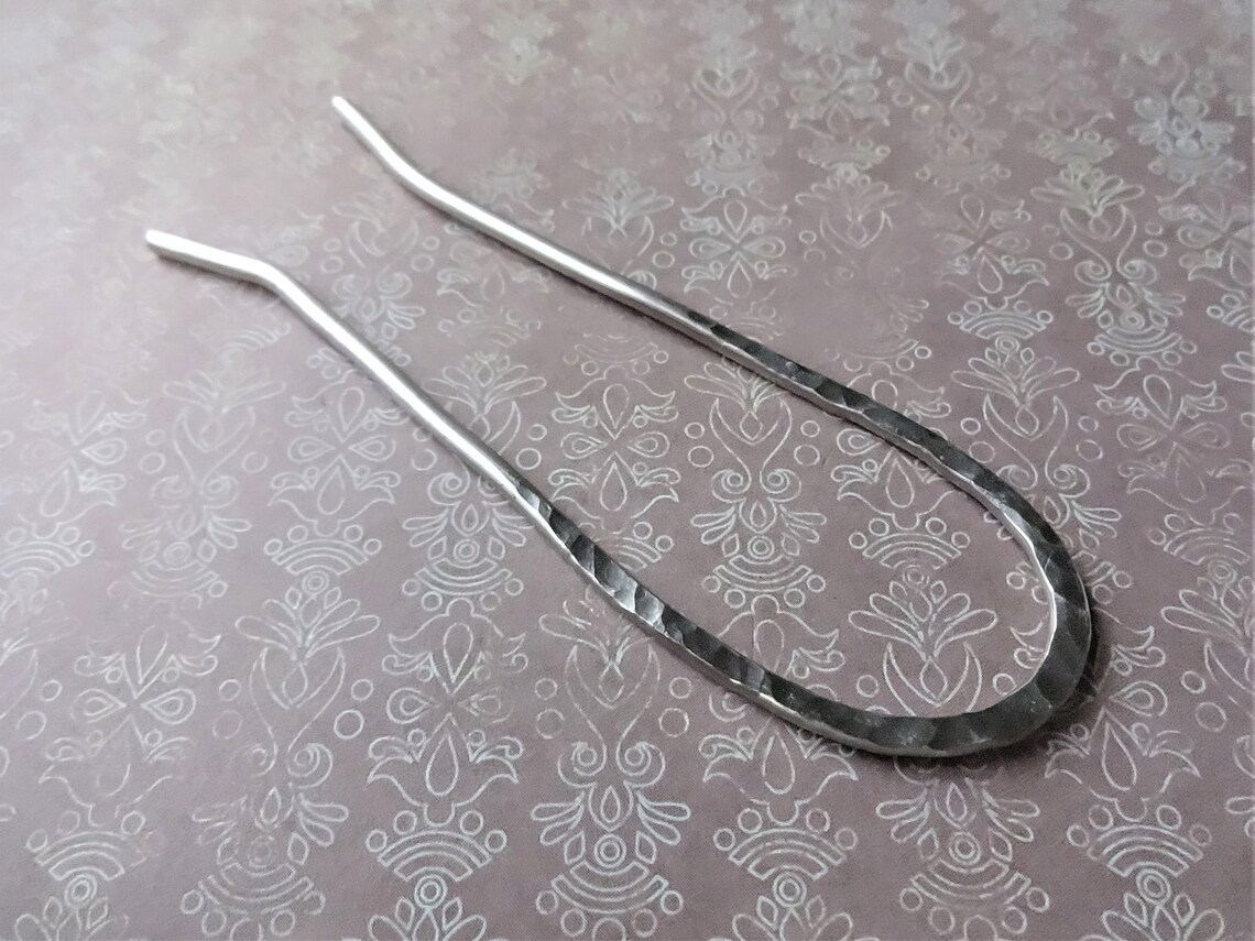 Silver Metal Hair Pin Hammered Textured Forged Hair Jewelry - Etsy