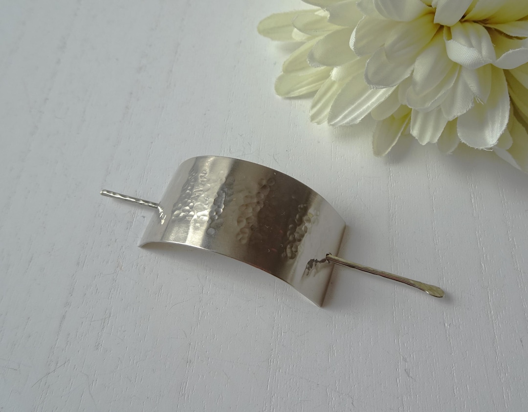 Hammered Silver Bun Holder: Metal Hair Cuff - Etsy