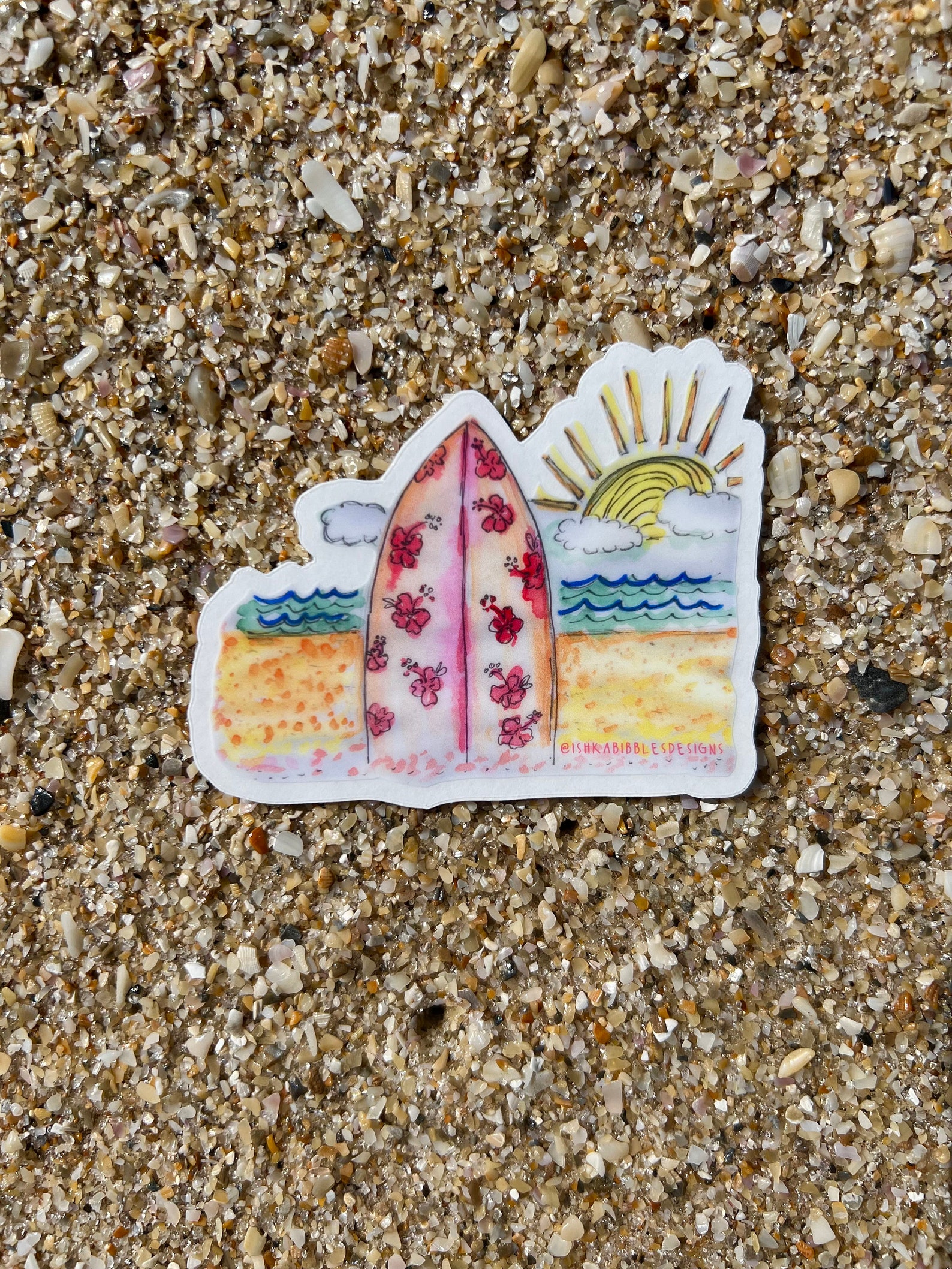 Surfboard Beach Vinyl Stickers Ishkabibbles - Etsy