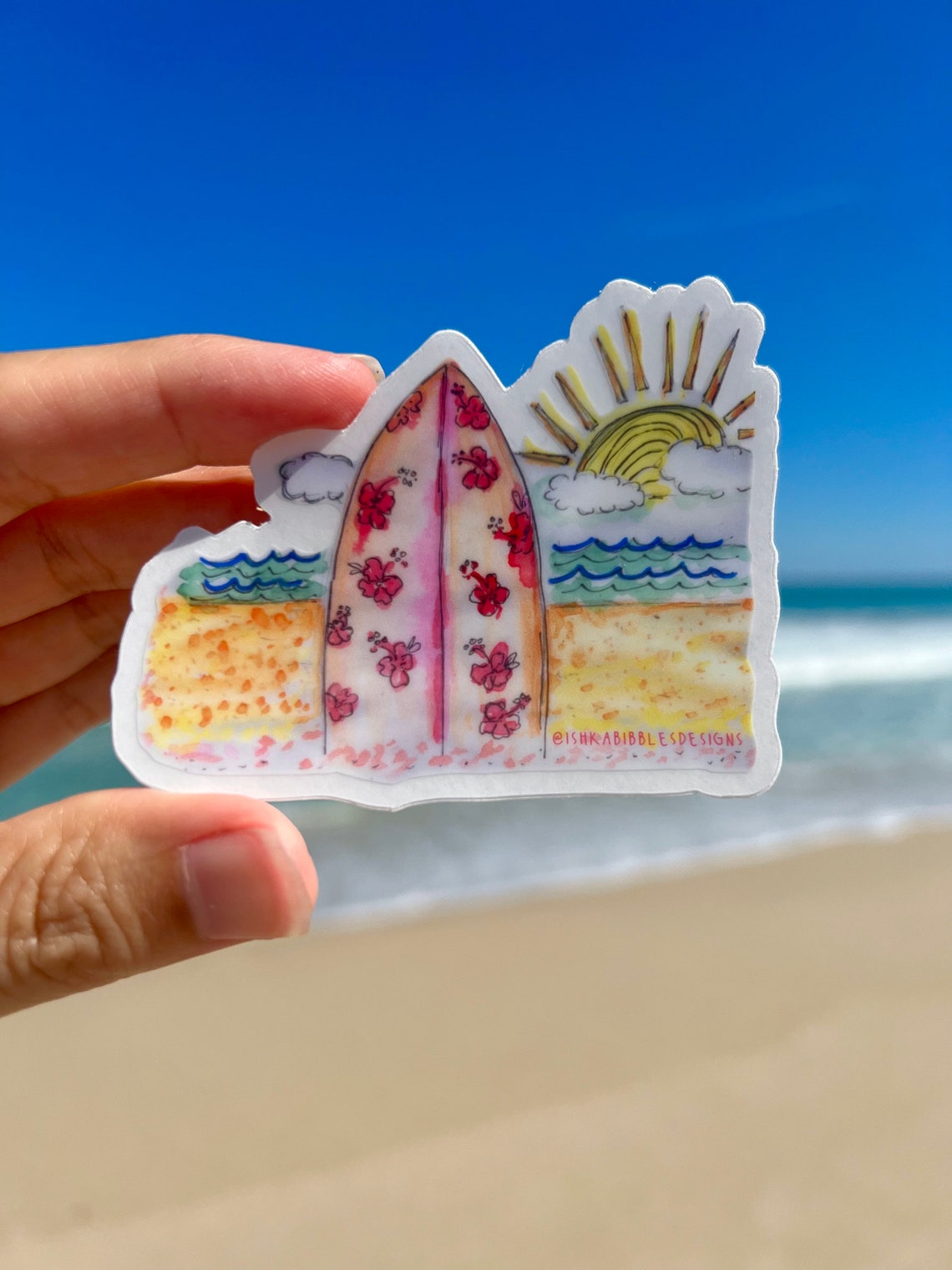 Surfboard Beach Vinyl Stickers Ishkabibbles - Etsy