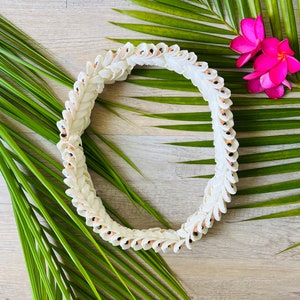 Vintage Double Layered White Shell Haku Lei, Tahitian Shell Head Piece ...