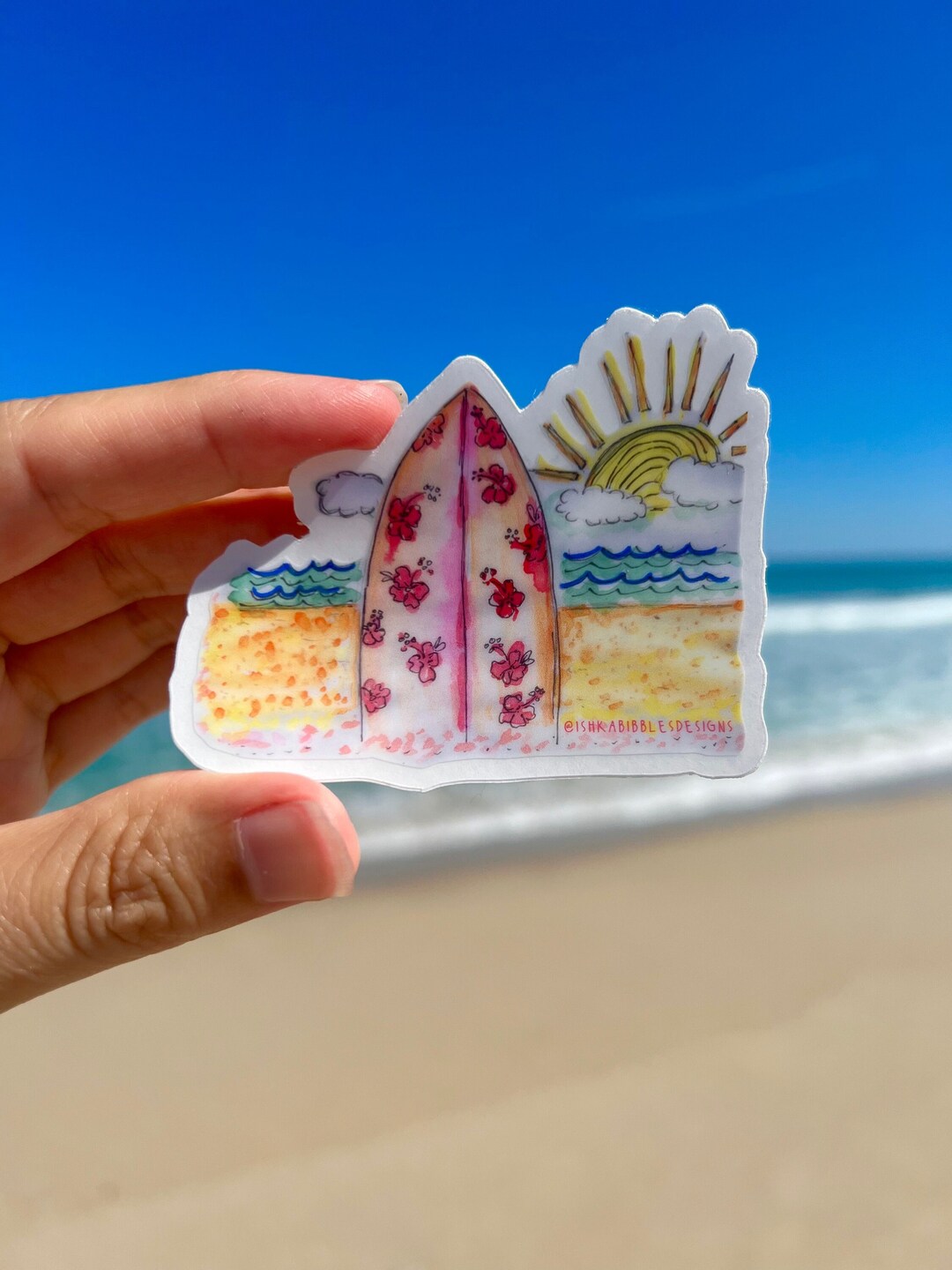 Surfboard Beach Vinyl Stickers Ishkabibbles - Etsy