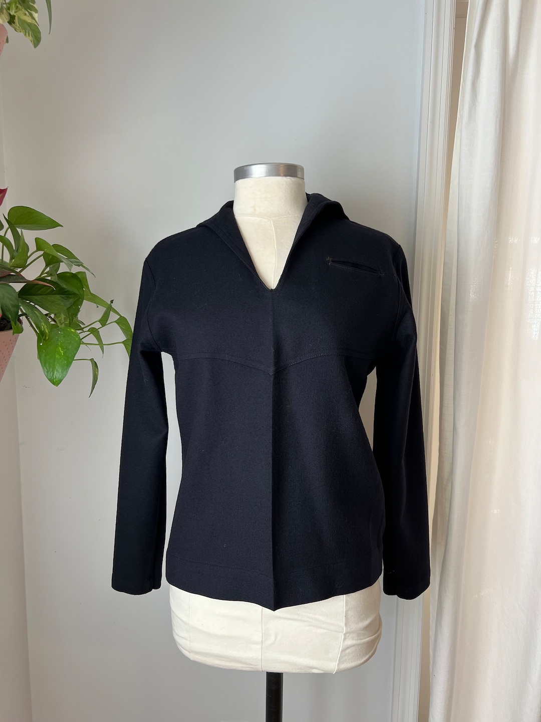 1950s Vintage Naval Wool Popover Jacket, Navy Sailor Jacket No Piping ...