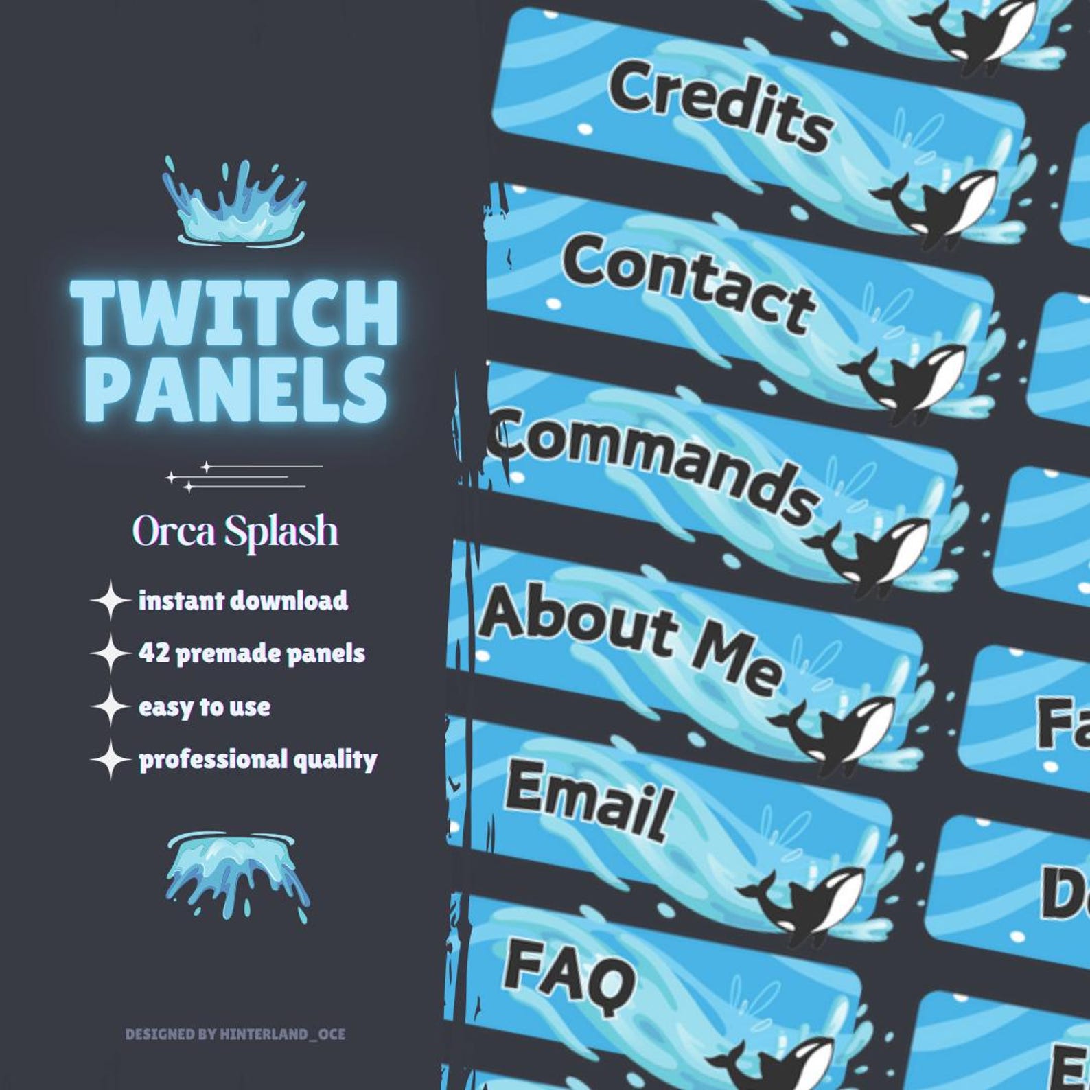 Orca Splash Twitch Panels - Aesthetic | Seatuber | Water | Twitch ...