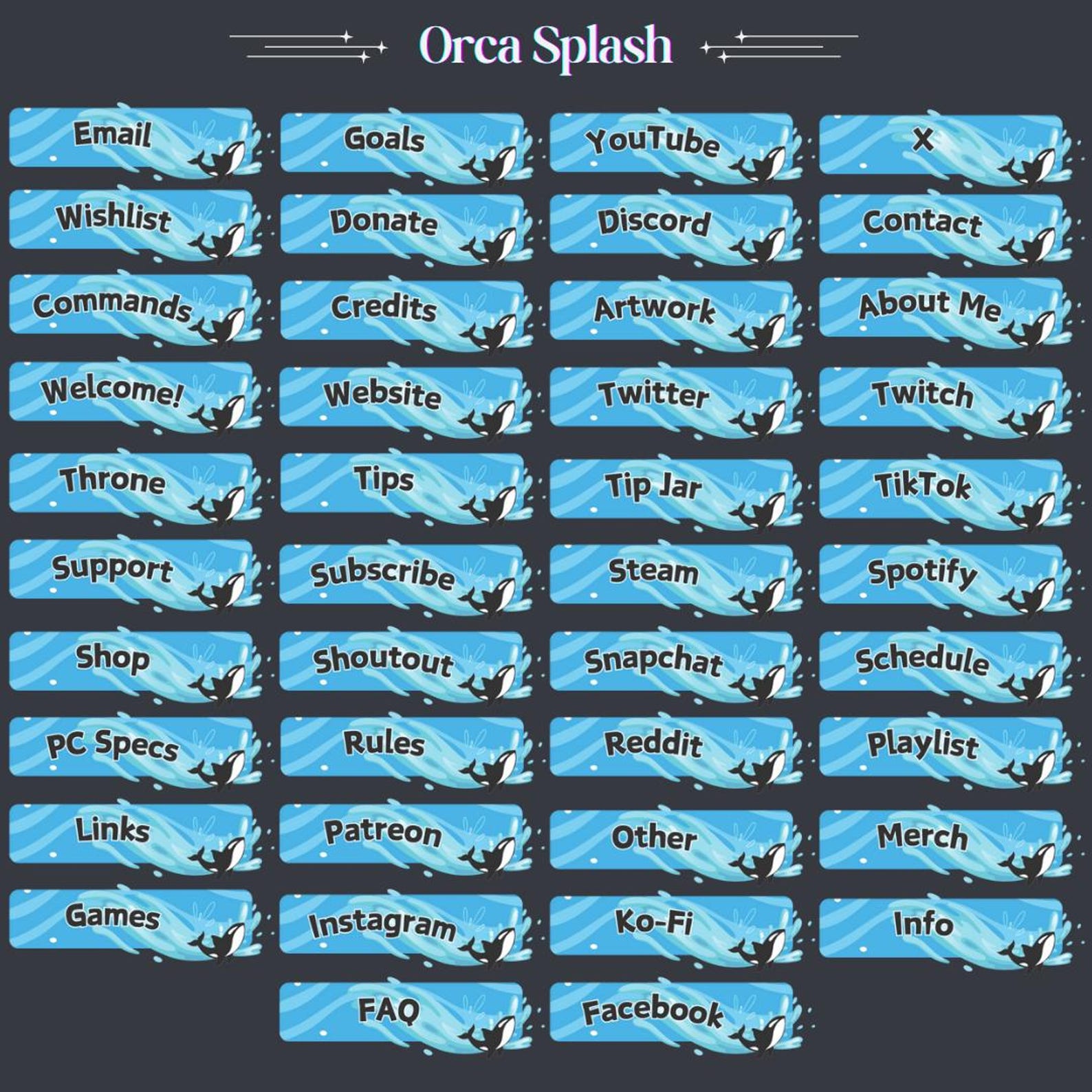 Orca Splash Twitch Panels - Aesthetic | Seatuber | Water | Twitch ...