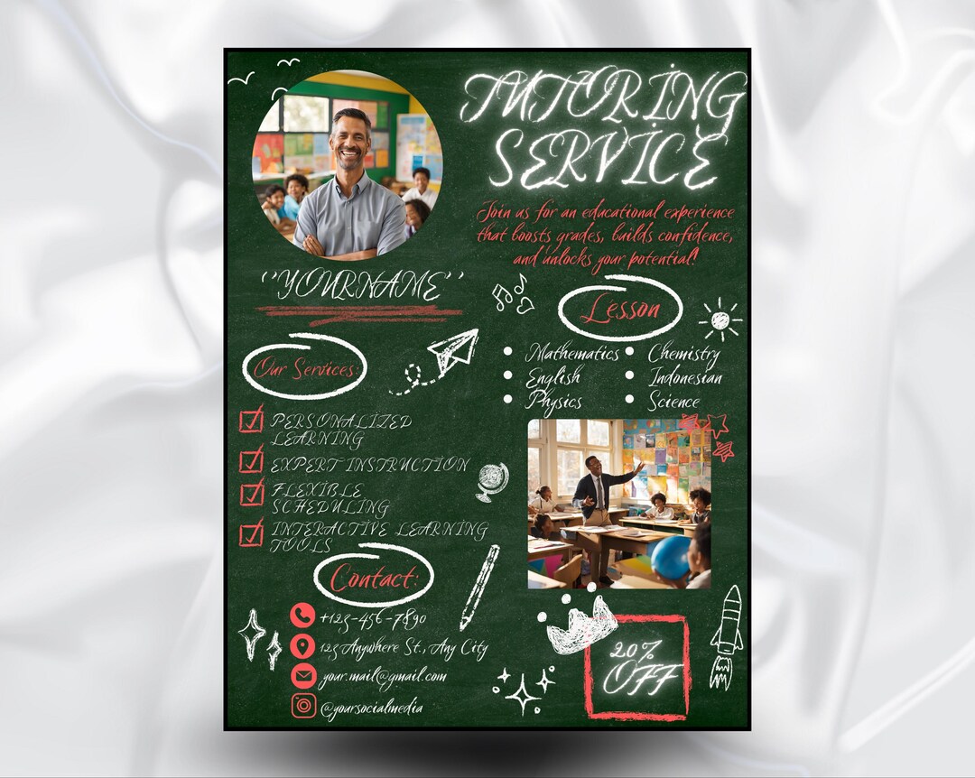 Tutoring Flyer Editable Templates for Math, English, Music, and Private ...