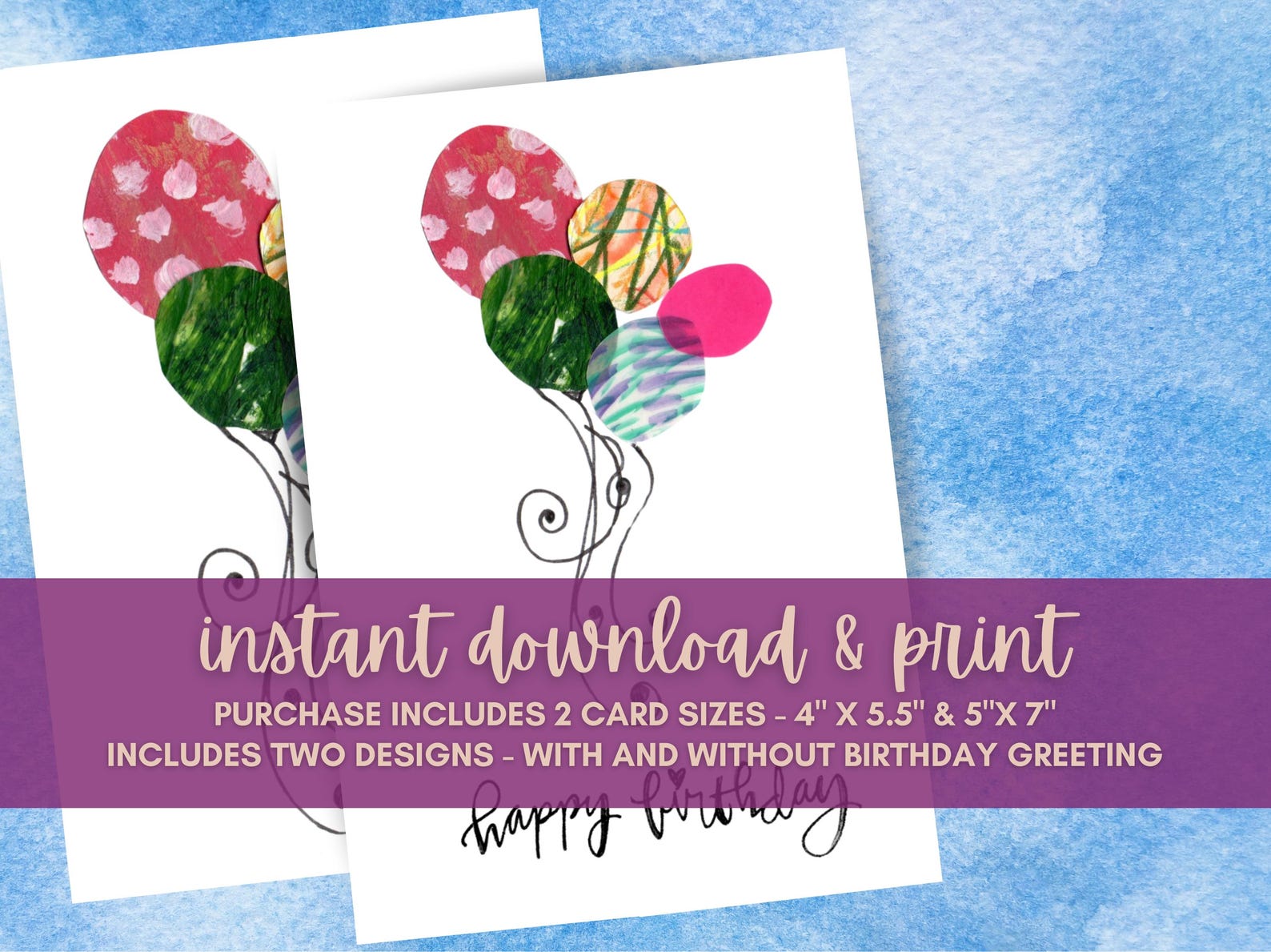 Happy Birthday Blank Inside Printable Greeting Card - Etsy