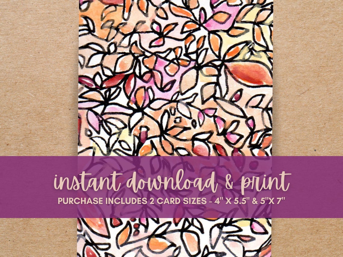 Floral Sunday - Blank Inside Printable Greeting Card - Etsy UK