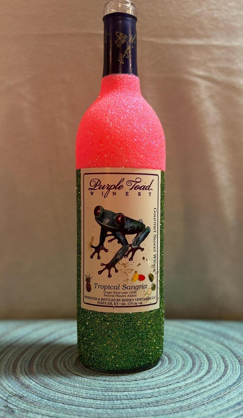 Purple Toad Glitter Wine Bottle - Etsy