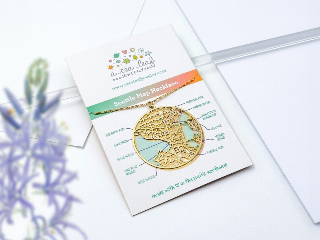 Seattle Washington Map Lightweight Necklace | Grad Gift Idea - Etsy