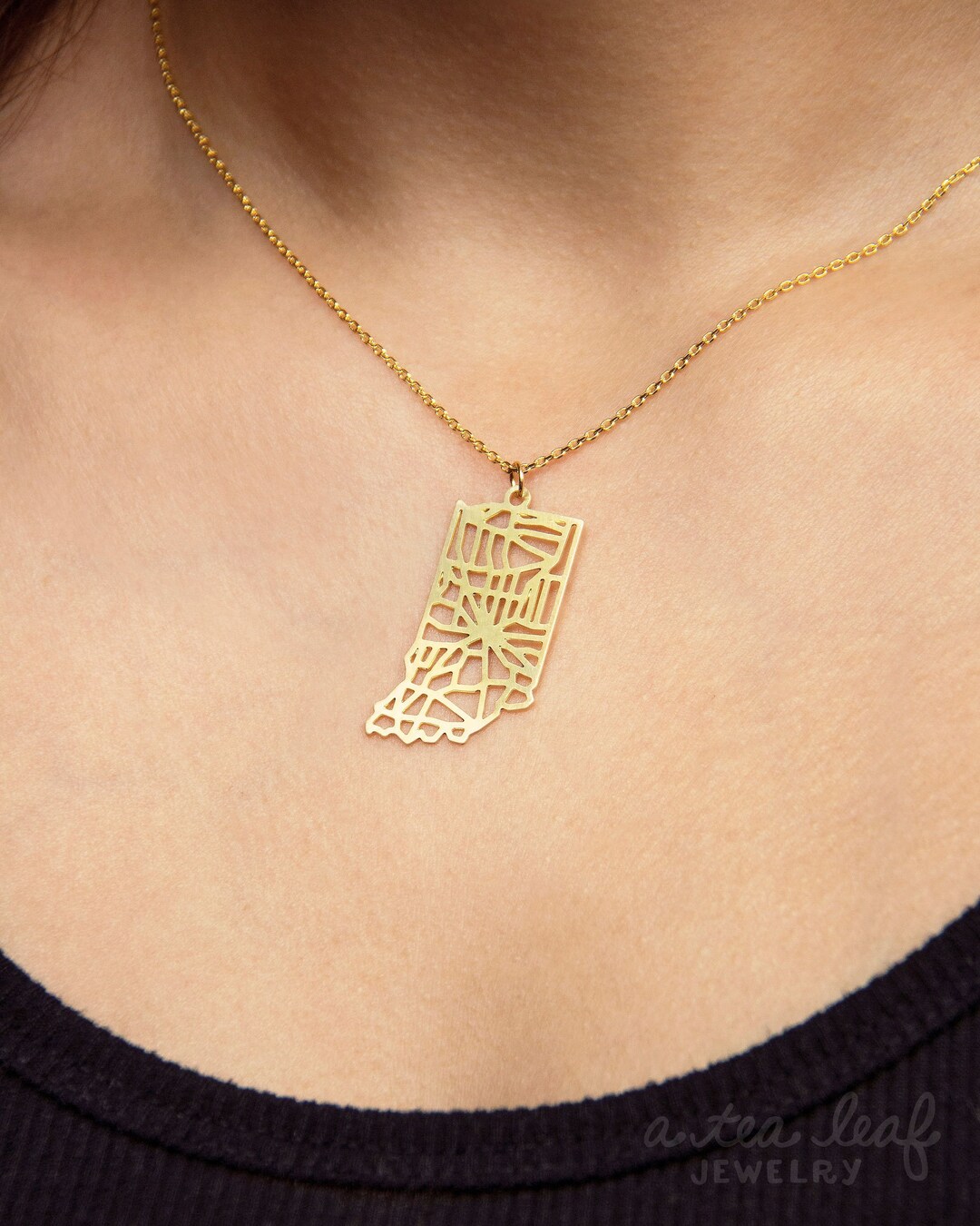 Indiana State Geometric Map Lightweight Statement Necklace - Etsy