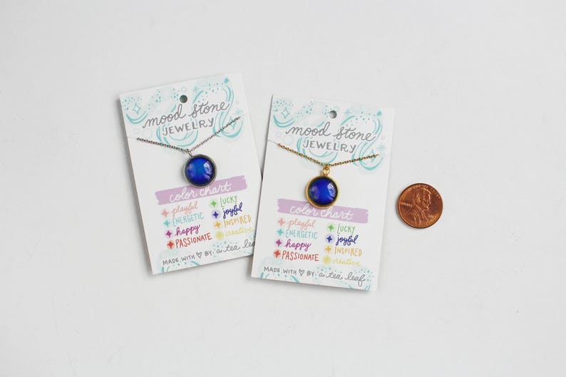 Changing Color Mood Stone Necklace. Gift for Her. Minimalist - Etsy