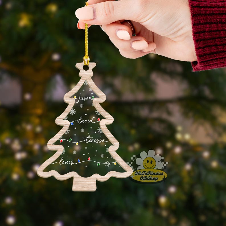 Personalized Wood Acrylic Family Tree Christmas Ornament 2024,family ...