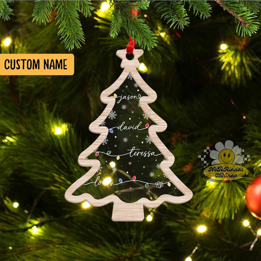 Personalized Wood Acrylic Family Tree Christmas Ornament 2024,family ...