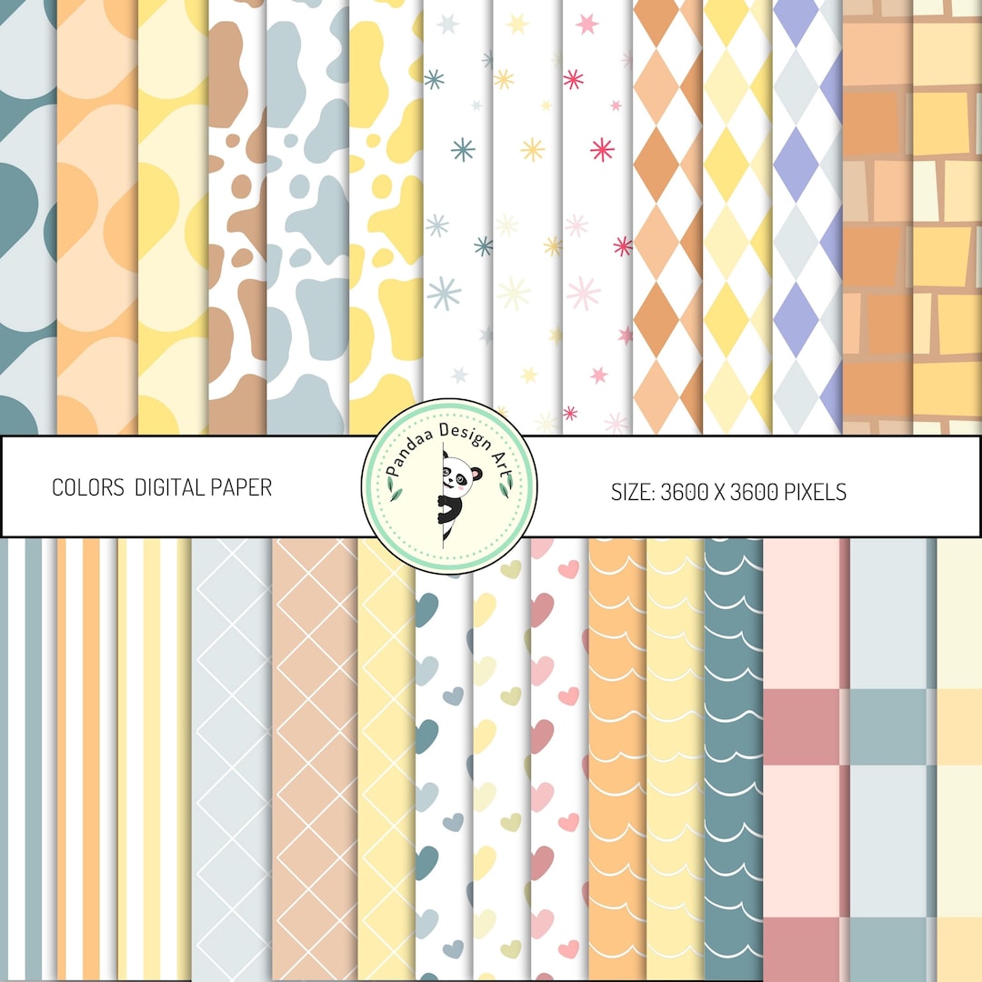 Pastel Colors Digital Paper Pack: 30 Seamless Patterns (digital ...