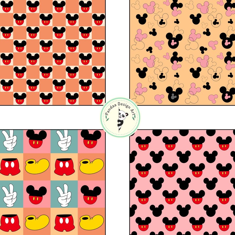 Mickey Mouse Digital Paper, Disney Scrapbook Paper, Mickey Mouse ...