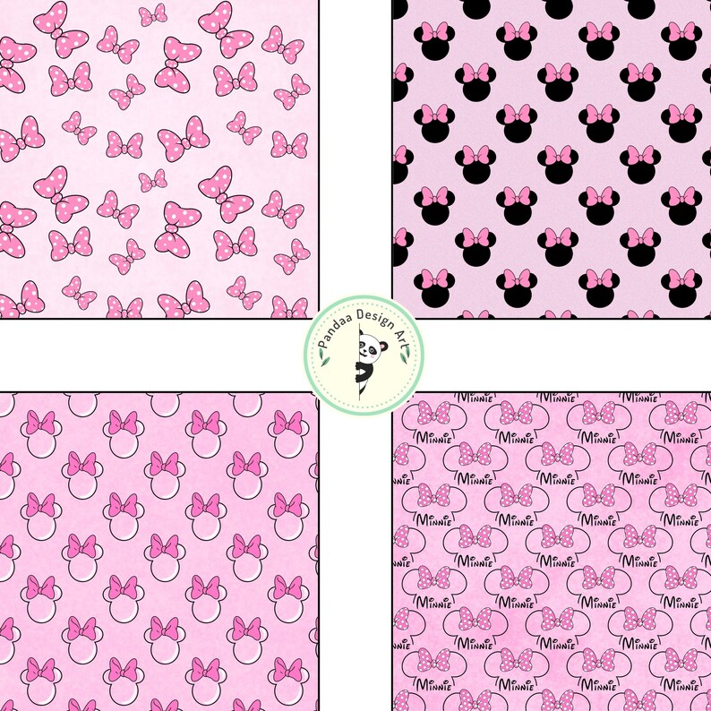 Minnie Mouse Seamless Digital Paper, Disney Scrapbook Paper, Minnie ...