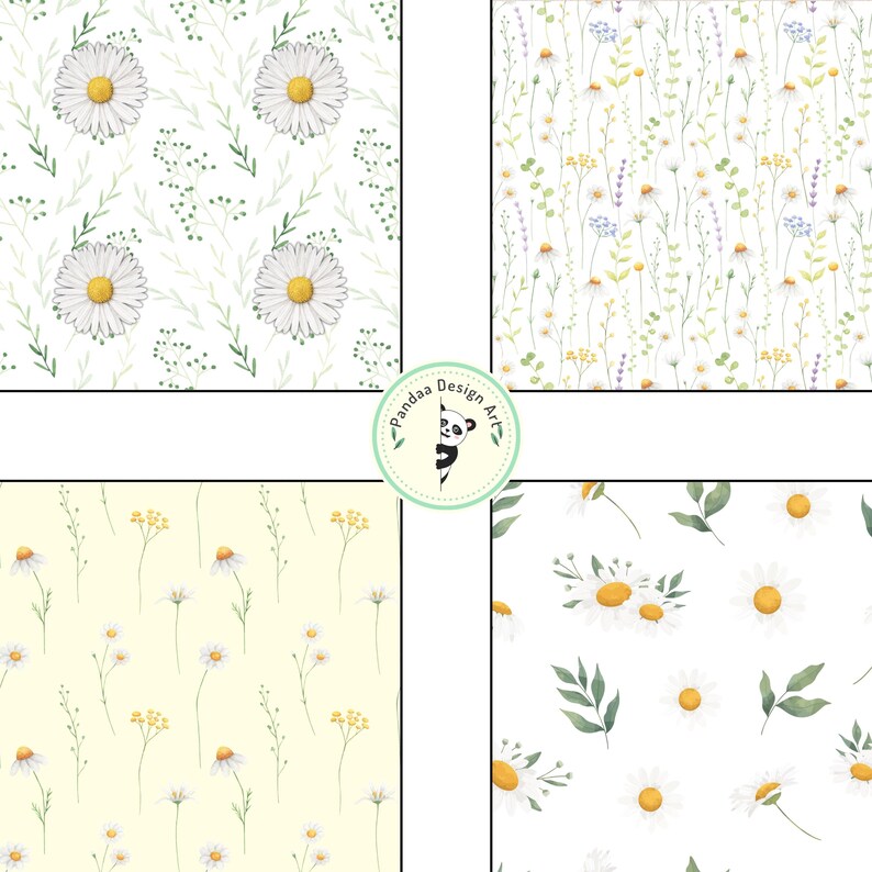 Daisy Digital Paper, Daisy Seamless Digital Paper, Printable Paper Pack ...
