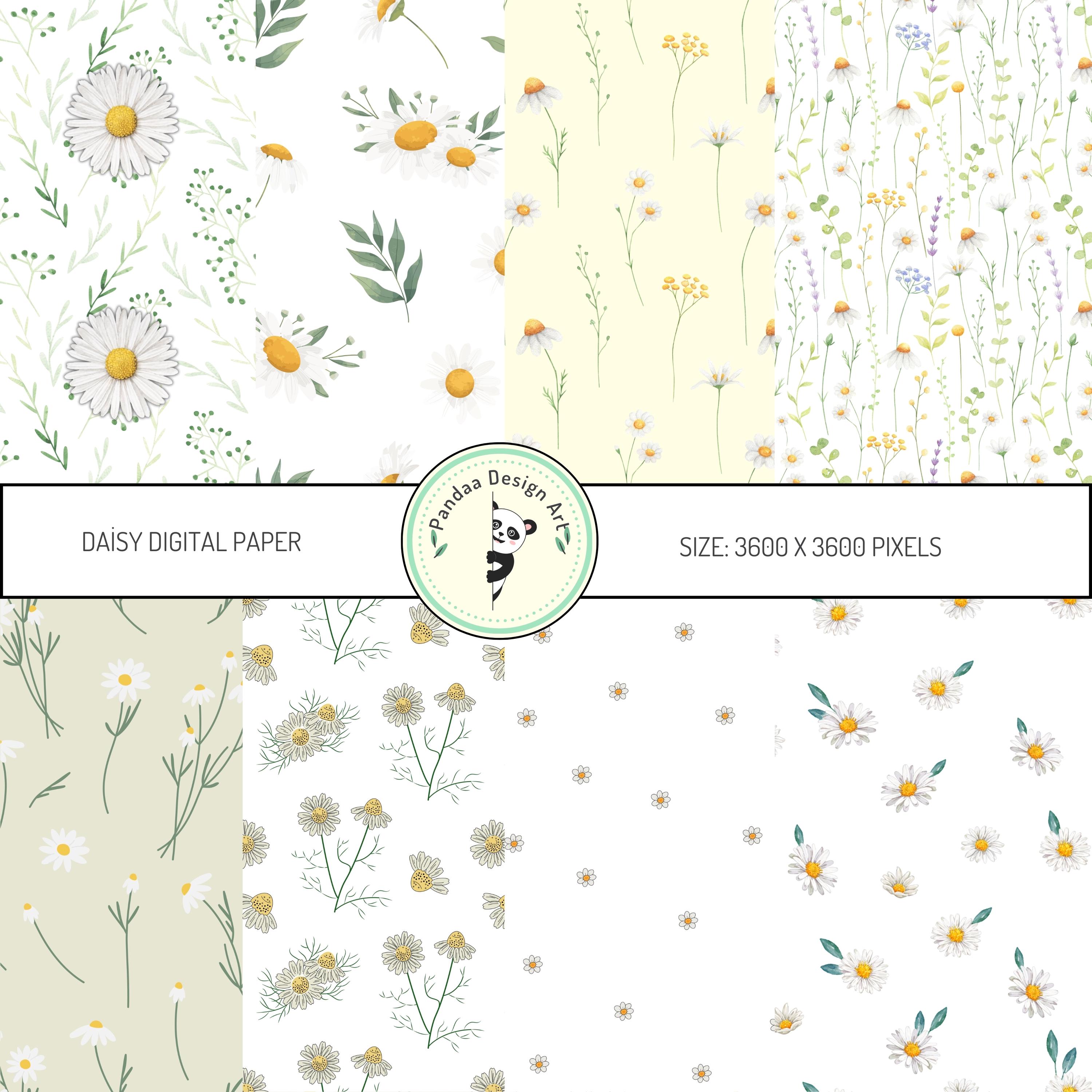 Daisy Digital Paper, Daisy Seamless Digital Paper, Printable Paper Pack ...