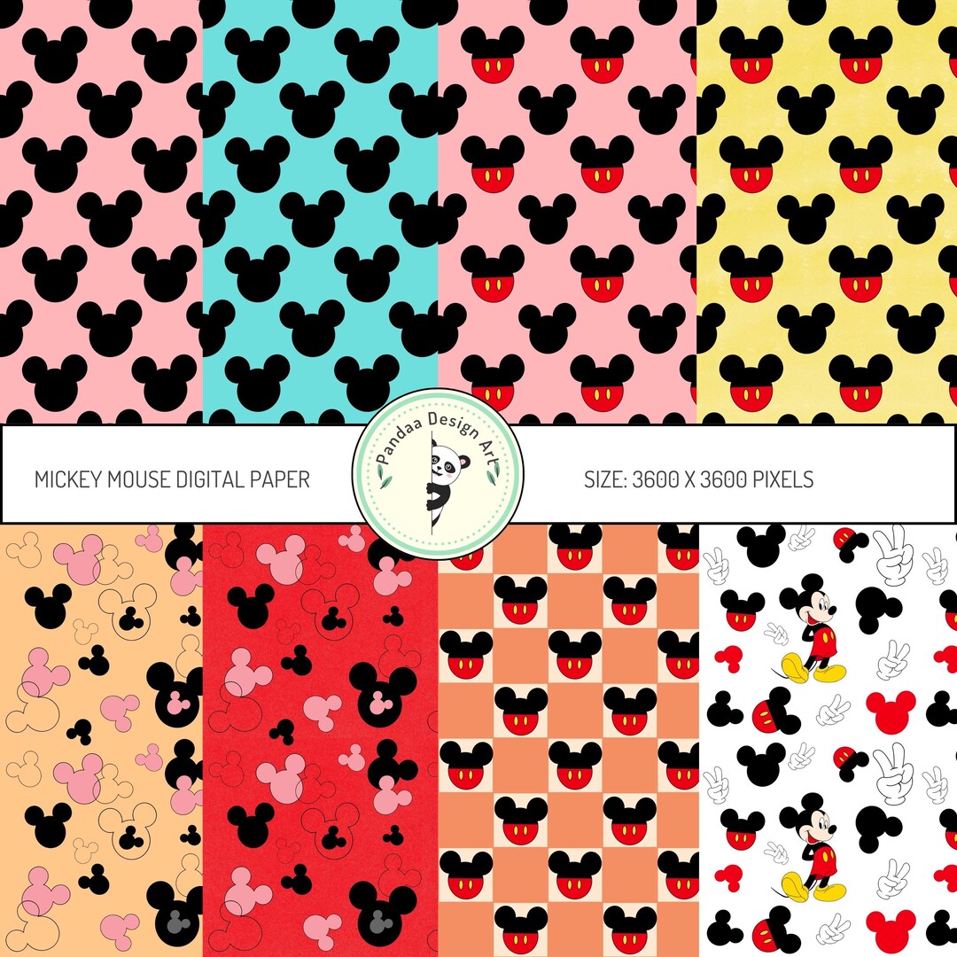 Mickey Mouse Digital Paper, Disney Scrapbook Paper, Mickey Mouse ...