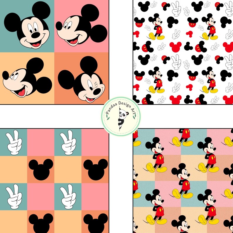 Mickey Mouse Digital Paper, Disney Scrapbook Paper, Mickey Mouse ...