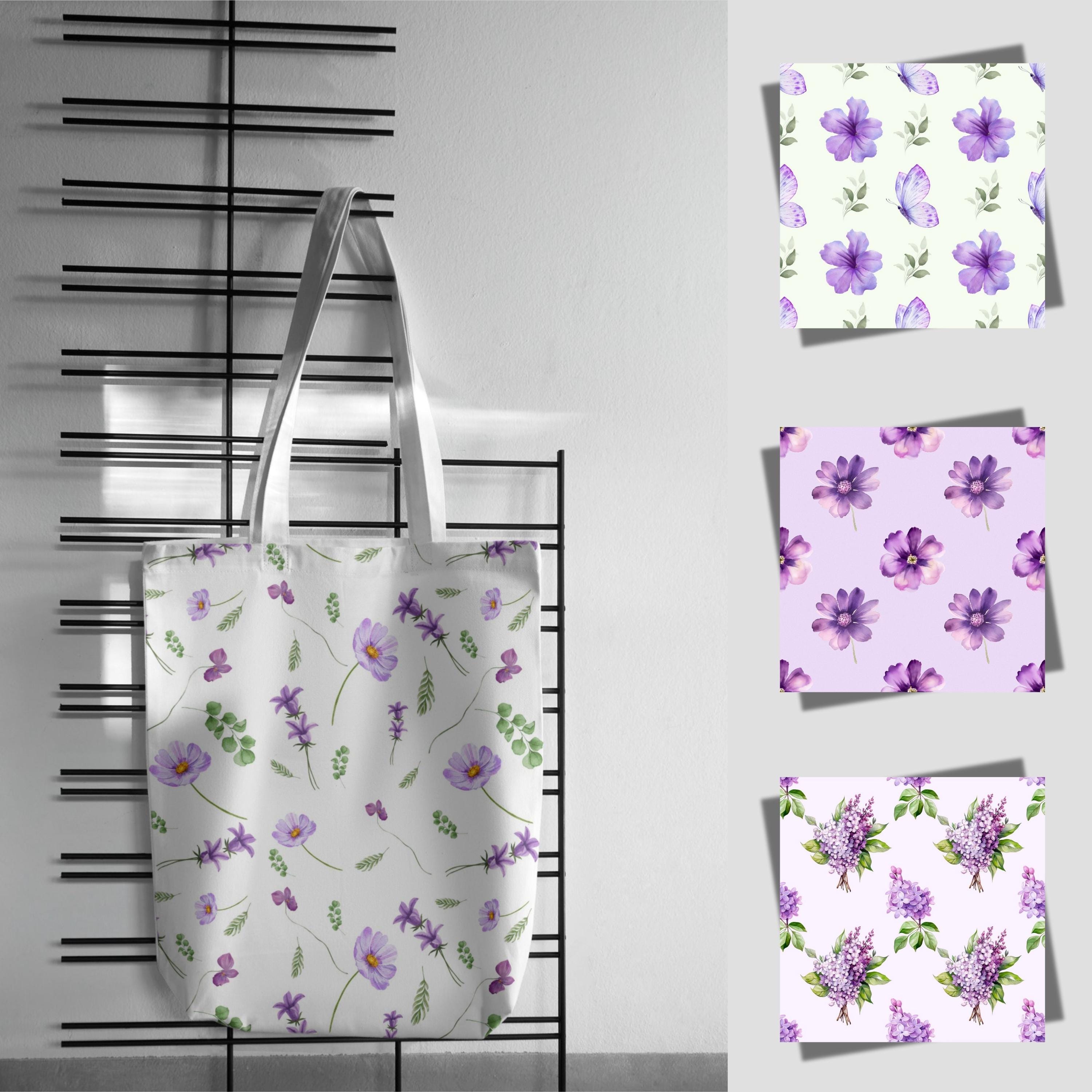 Purple Flower Digital Paper Pack, Seamless Purple Flowers Pattern ...